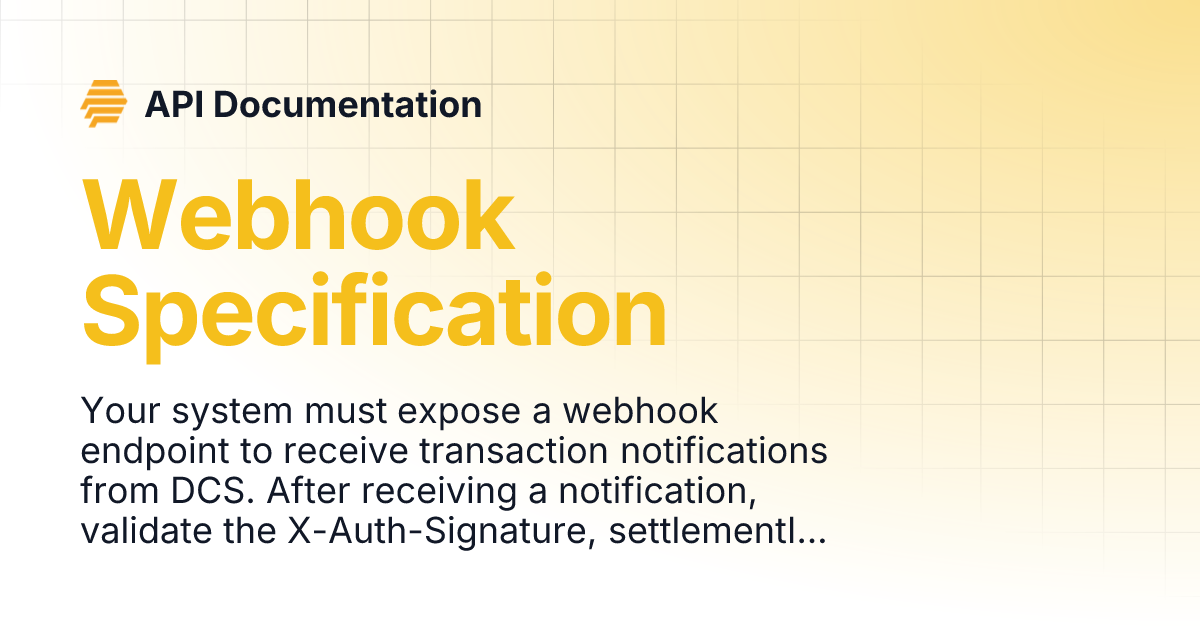 Webhook Specification | API Documentation